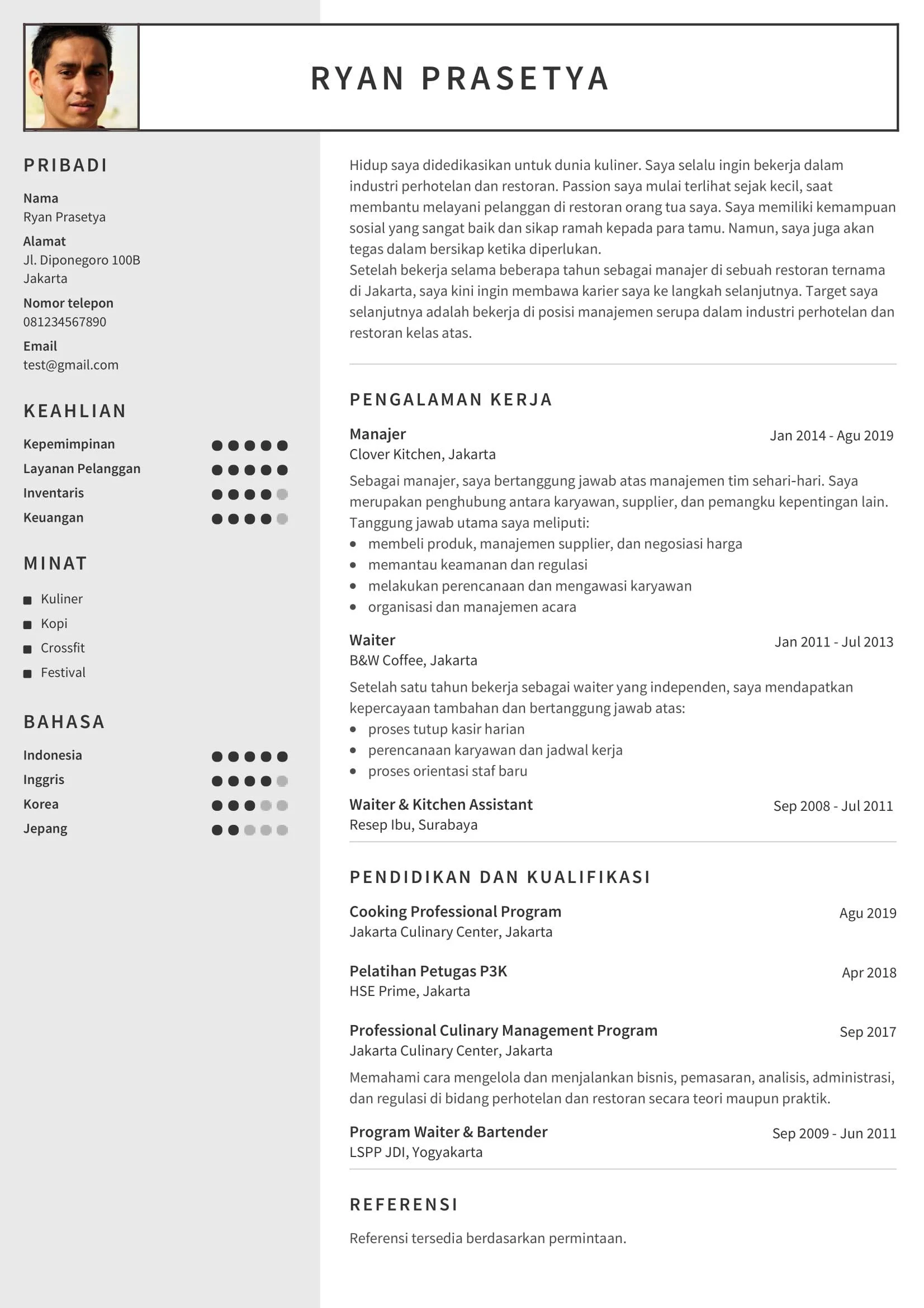 Contoh CV dengan Layout Tabel – Panduan Praktis Membuat CV Profesional ...
